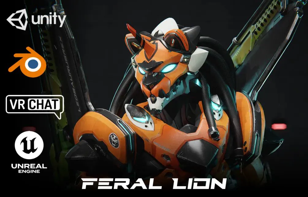 Feral Unit: Lion - Gameready Model (Unity, Blender, VRChat Avatar) | By ...